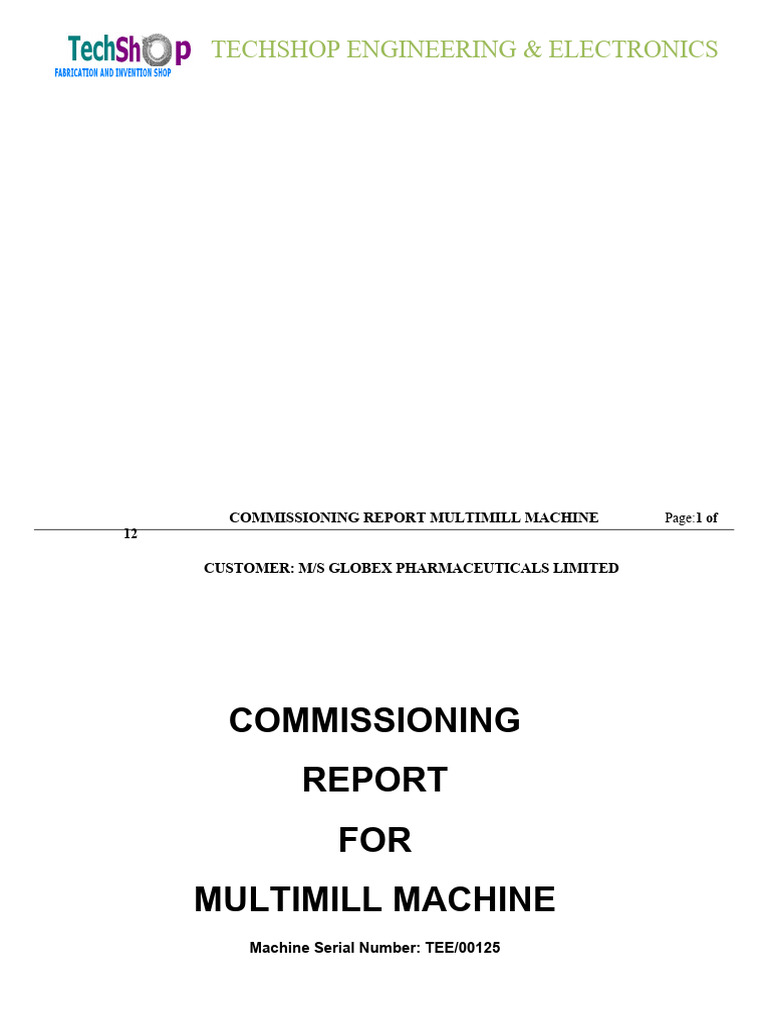 Commissioning Report (MM) | PDF | Electric Motor