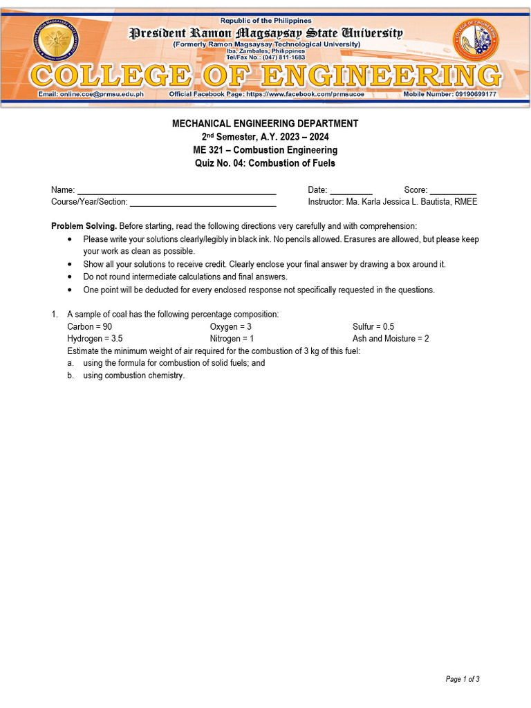 ME 321 Q04 Combustion of Fuels | PDF | Combustion | Fuels