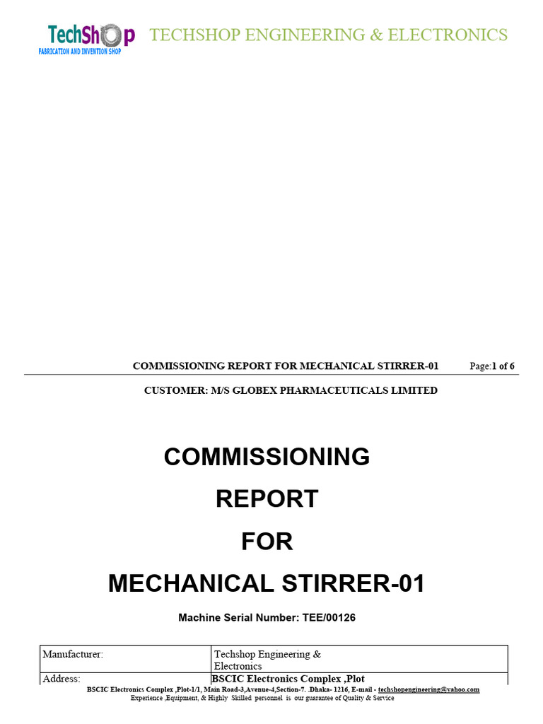 Commissioning Report (MS-01) | PDF | Engineering