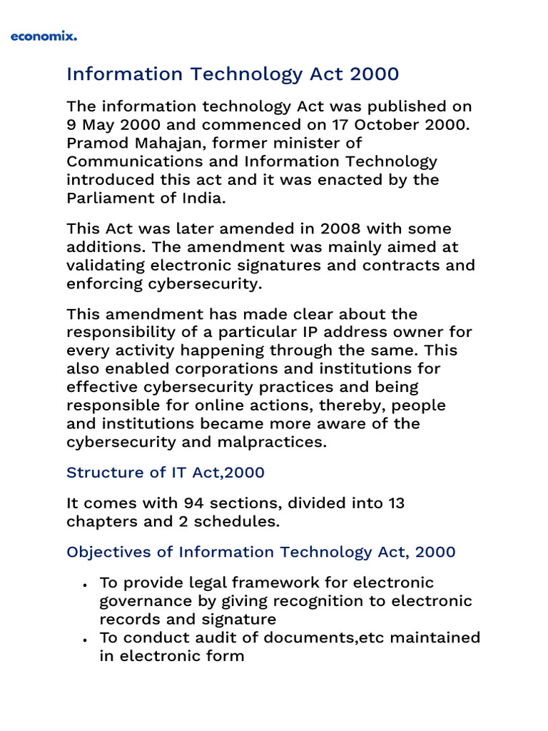 Information Technology Act 2000 | PDF | Theft | Computer Security