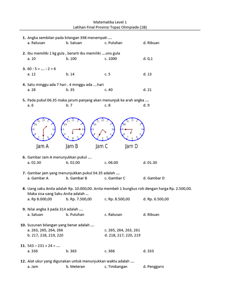 Matematika Level 1 (B) | PDF