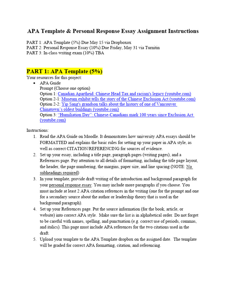 APA Template and PRE Assignment SU24 | PDF | Apa Style | Citation