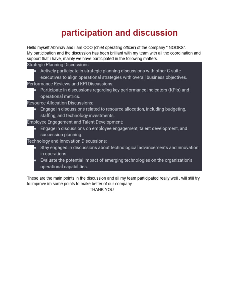 Participation and Discussion | PDF