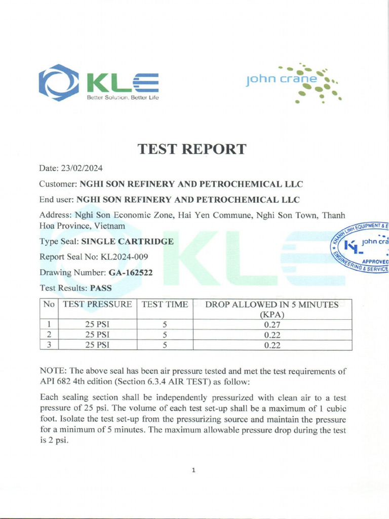 AIR TEST REPORT 23022024 LSP GA-162522 No.09 Đã Ký 26-02-24 | PDF