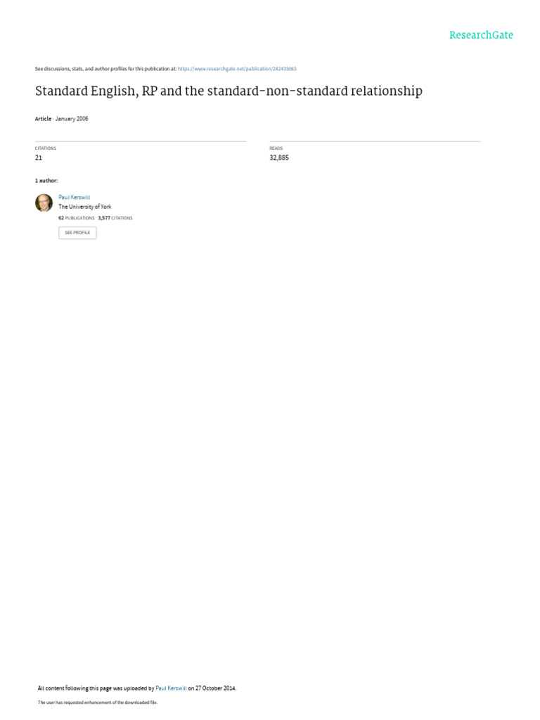 Standard English RP and The Standard-Non-Standard | PDF | English ...