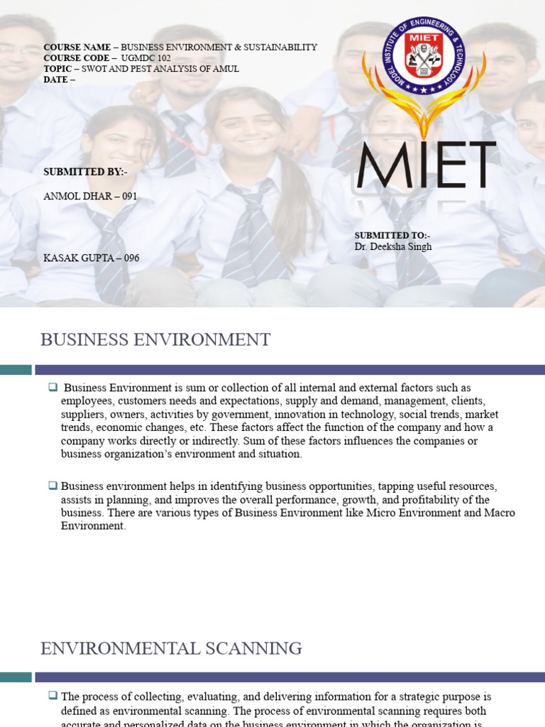 Course Name - Business Environment & Sustainability Course Code - Ugmdc ...