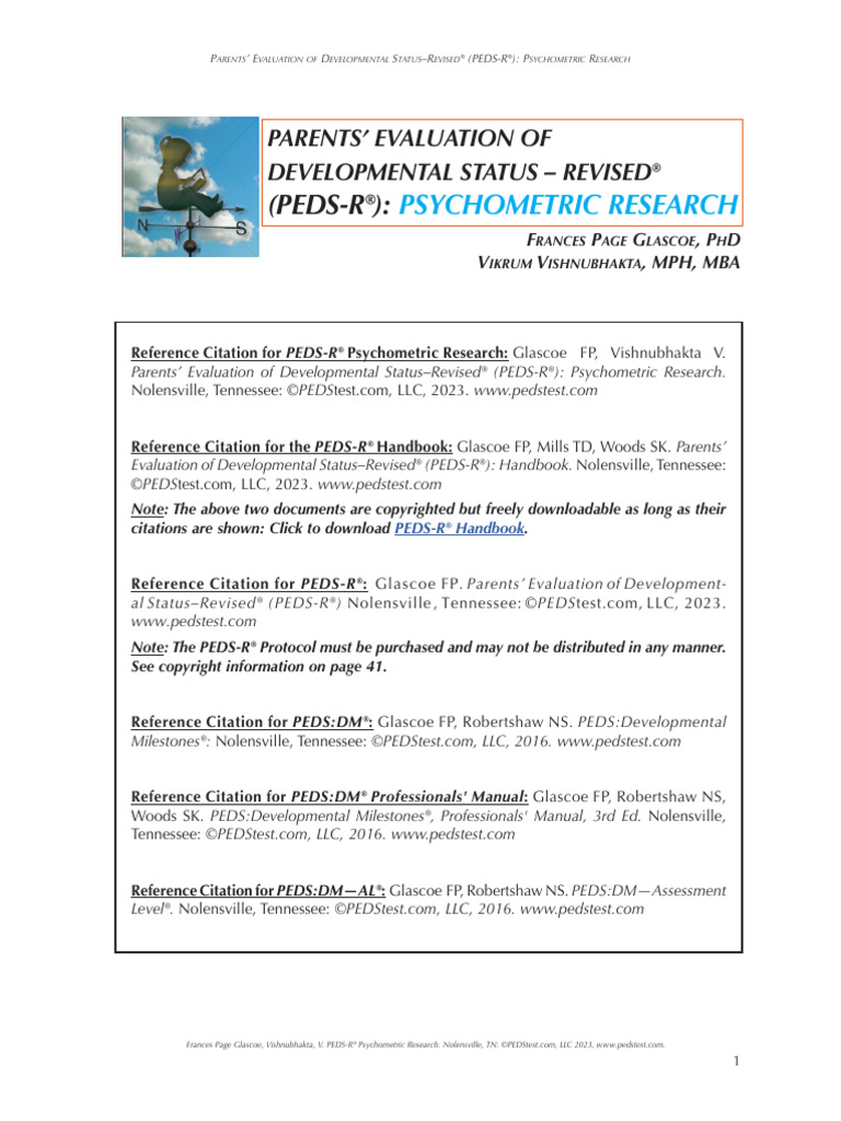 PEDS Tools | PDF | Validity (Statistics) | Mental Disorder