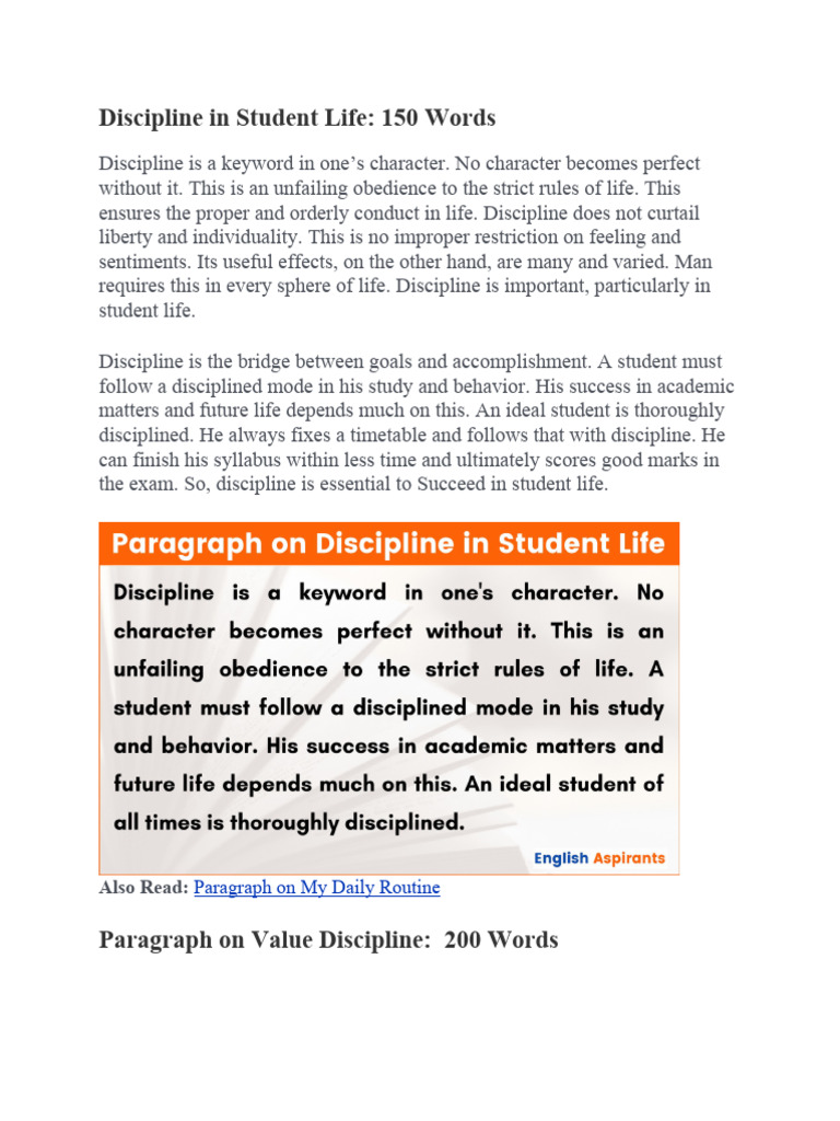 Importance of Discipline in Student Life | PDF | Disciplines ...