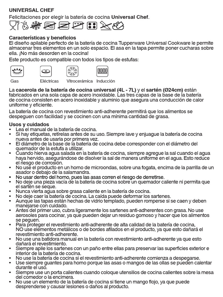 Spanish MEX User Manual Universal Cookware Update 210809 | PDF | Estufa ...