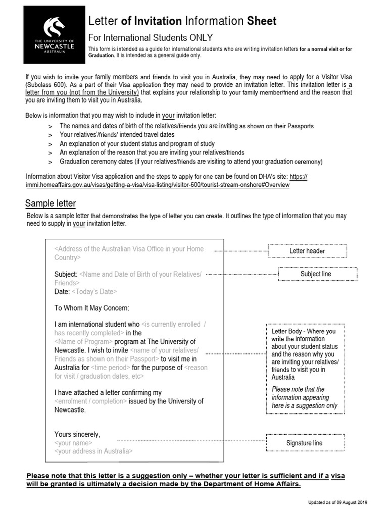 Letter of Invitation Information Sheet | PDF | Travel Visa | Human ...