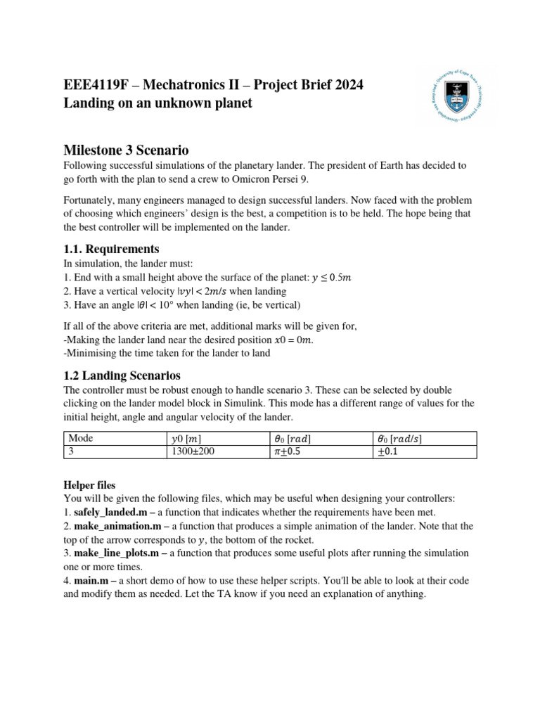 EEE4119F Project Brief - M3 | PDF | Planets | Local Interstellar Cloud