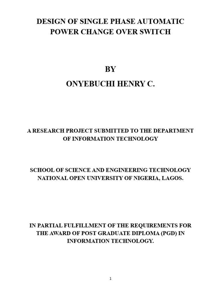 Design of Single Phase Automatic Power Change Over Switch Seminer | PDF ...