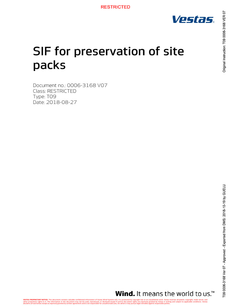 0006-3168 SIF for preservation of site packs | Download Free PDF ...