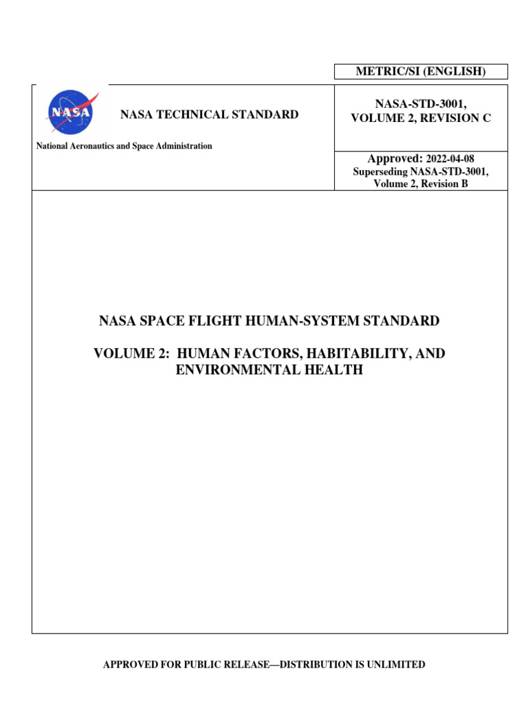 NASA Human-System Standard Volume 2 | PDF | Spaceflight | Nasa