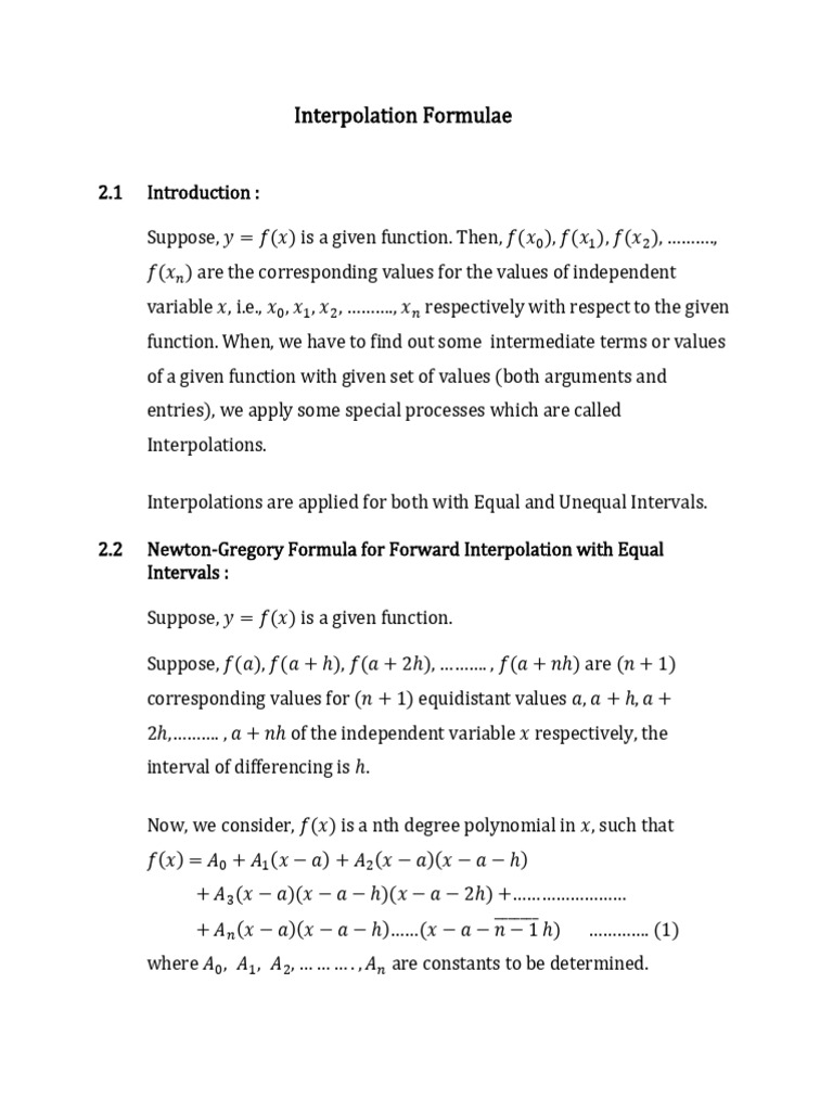 Interpolation Formulae | PDF | Function (Mathematics) | Interpolation