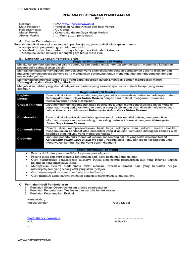 8 RPP 1 Lembar PAK Kelas 11 Sem.2 | PDF