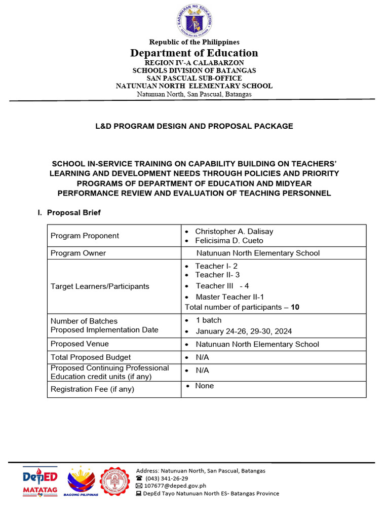 Lac-Proposal Inset 2024-Edited | PDF | Learning | Teachers