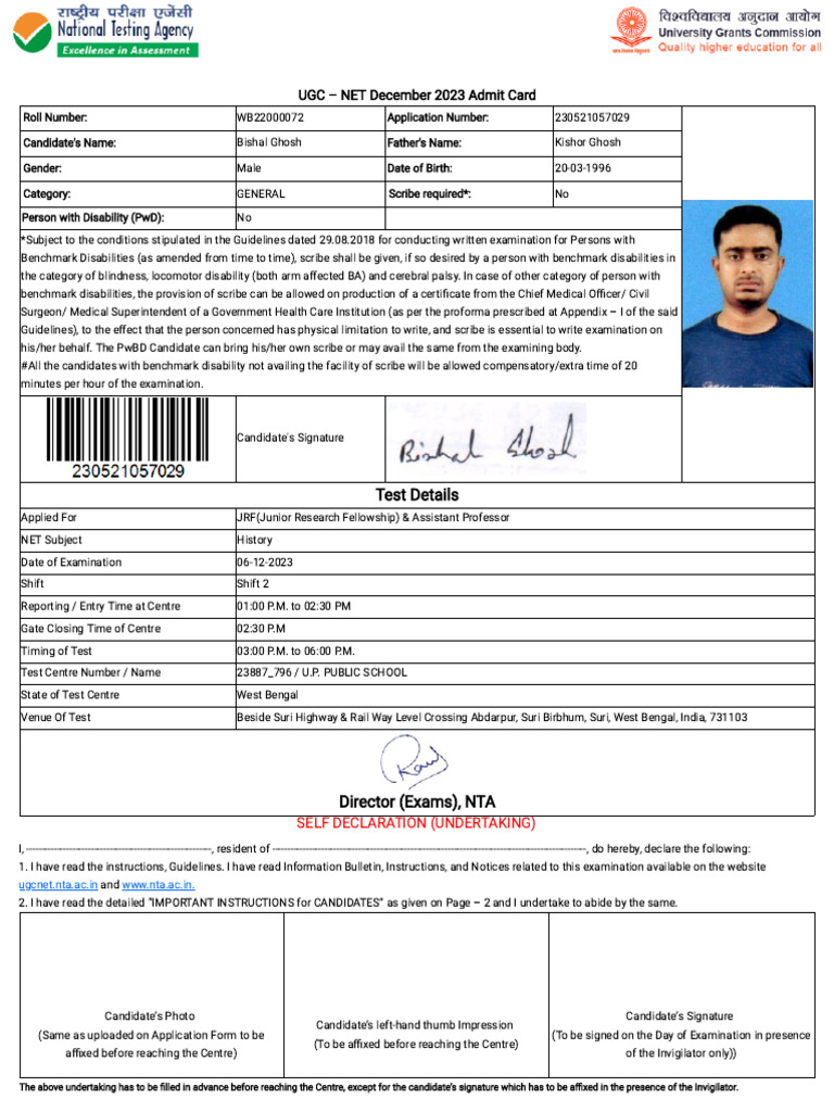 University Grants Commission (UGC) - NET - India | PDF | Identity Document