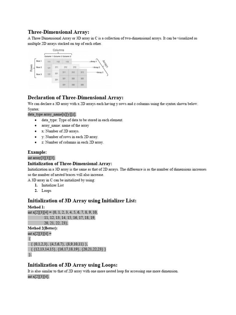 3D Array | PDF | Computer Programming | Computing 3D Array | PDF | Computer Programming | Computing