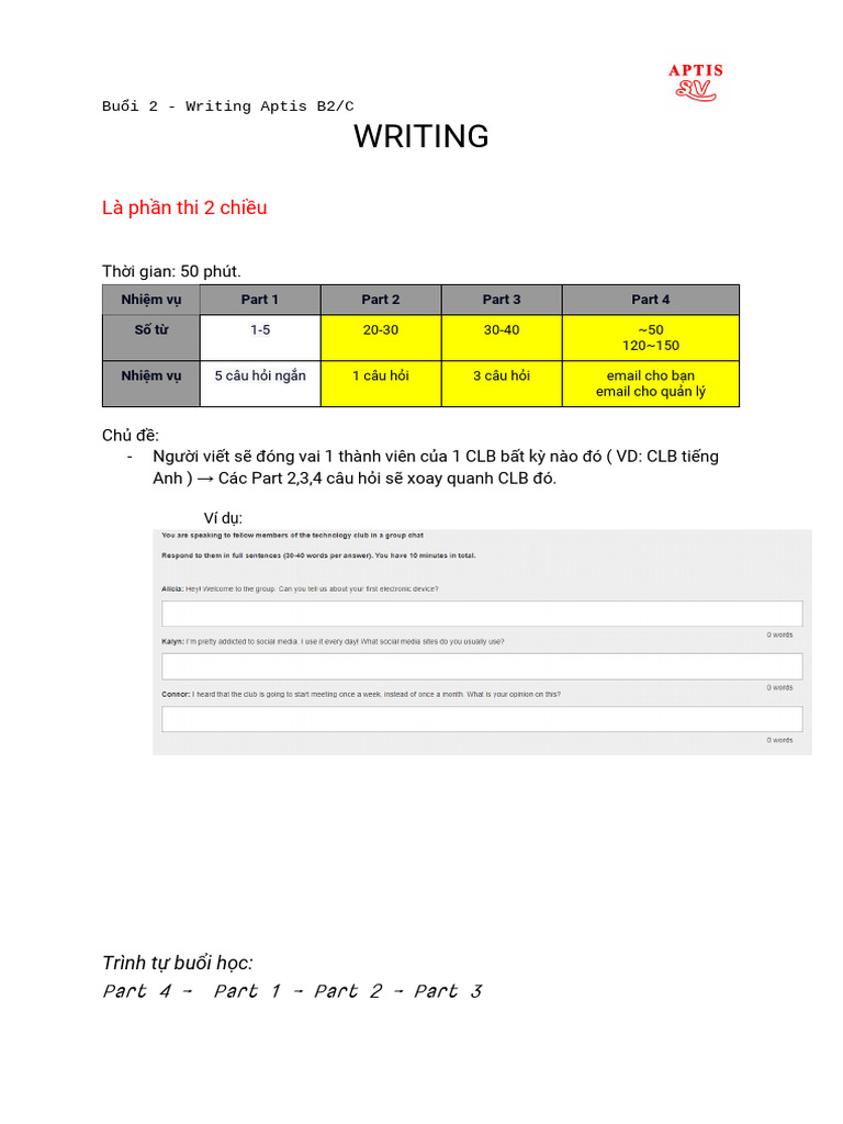 Aptis B2/C Writing Guide | PDF