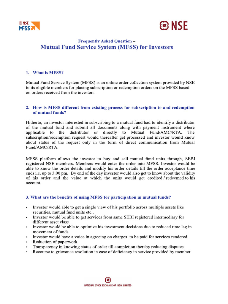 MFSS Participation and Order Process Guide | PDF | Mutual Funds ...