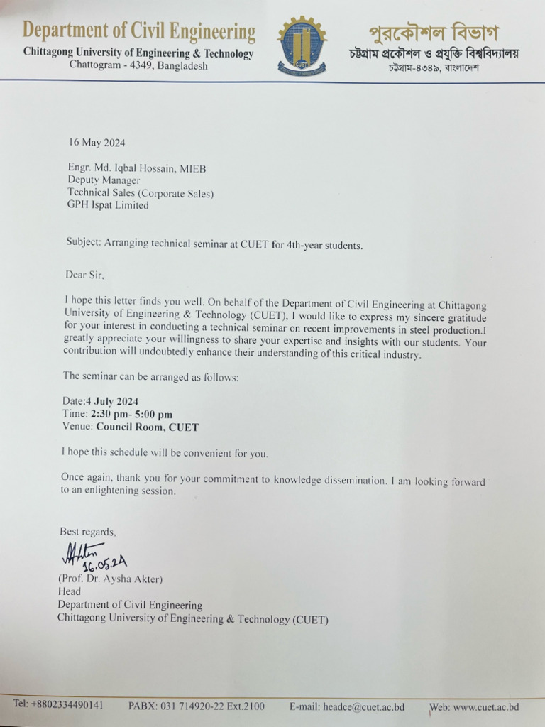 Technical Seminar - CE - CUET | PDF