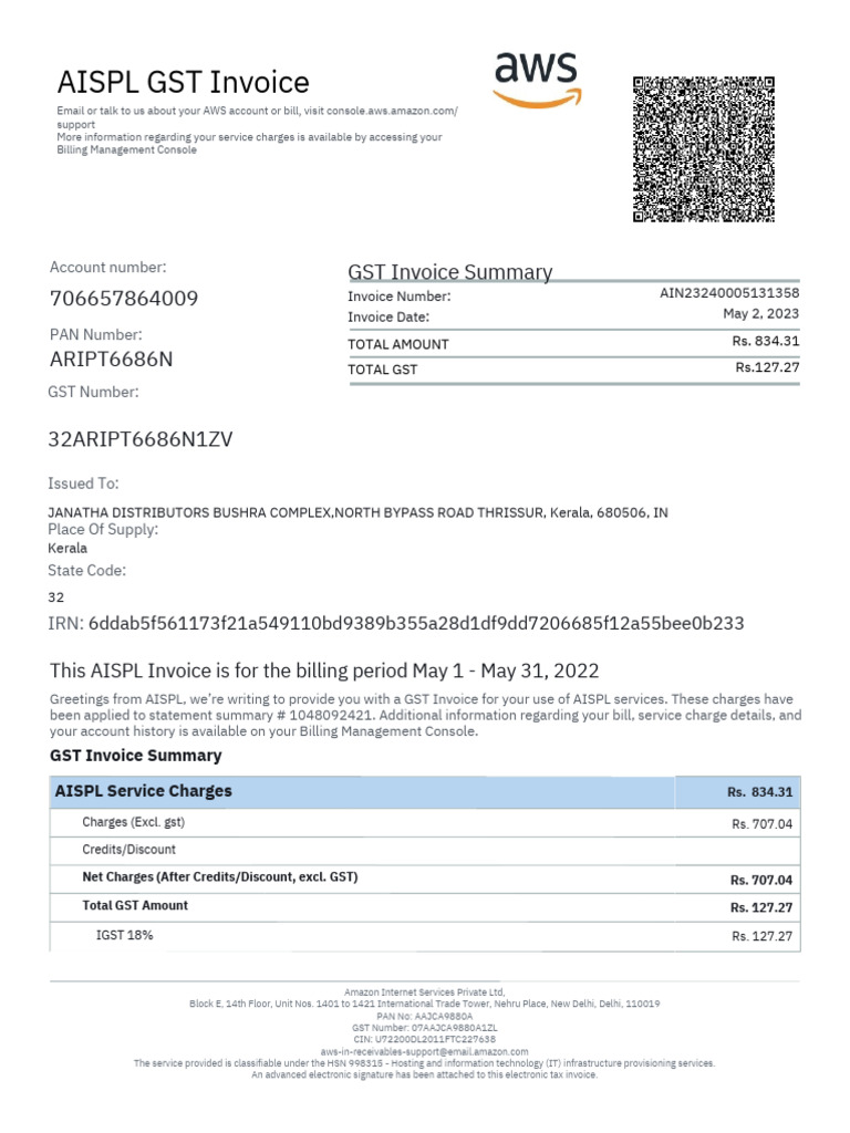 Aws PDF | PDF | Invoice | Taxes