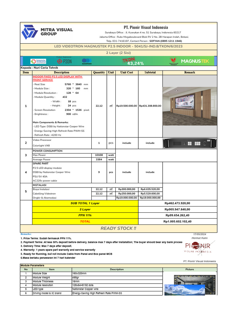 Indoor LED Videotron Quotation | PDF | Computer Engineering | Display ...