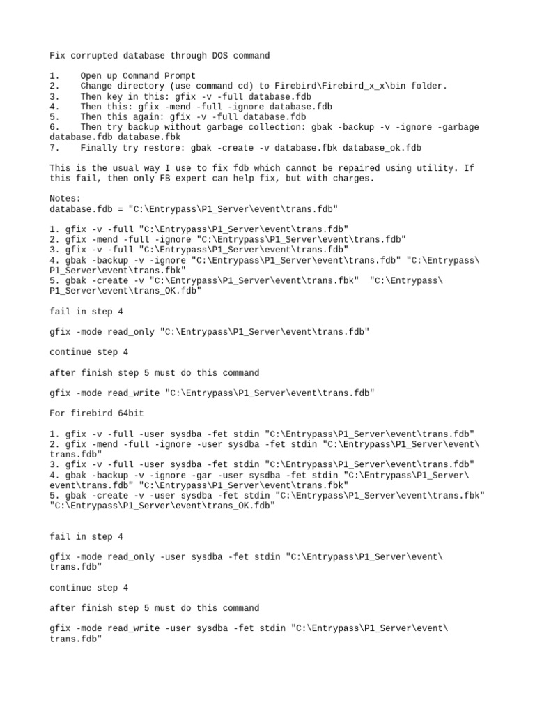 Fix Corrupted Database Io Issue Through Dos Command Pdf Computer File Directory Computing
