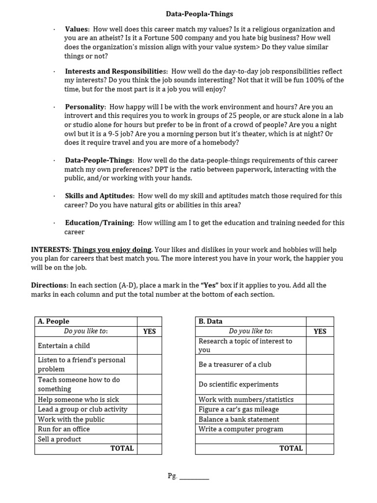 Career Self-Assessment Guide | PDF | Psychology | Behavioural Sciences
