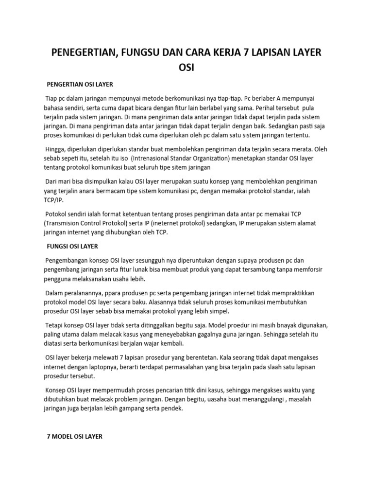 Memahami 7 Lapisan OSI Layer | PDF