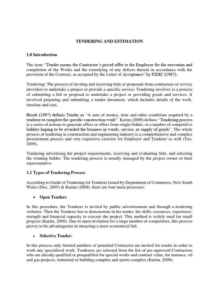 Tendering and Estimation in Construction | PDF | Balance Sheet | Equity ...