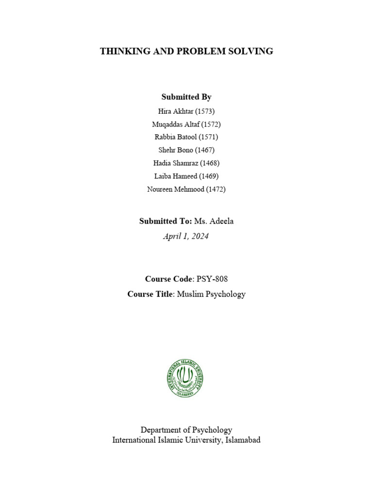 Cognitive Problem Solving Guide | PDF | Deductive Reasoning | Concept