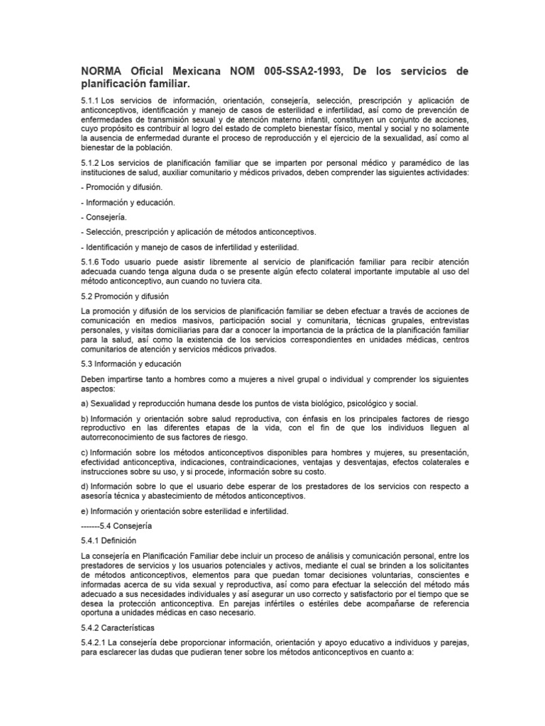 NORMA Oficial Mexicana NOM 005 | PDF | Control de la natalidad ...