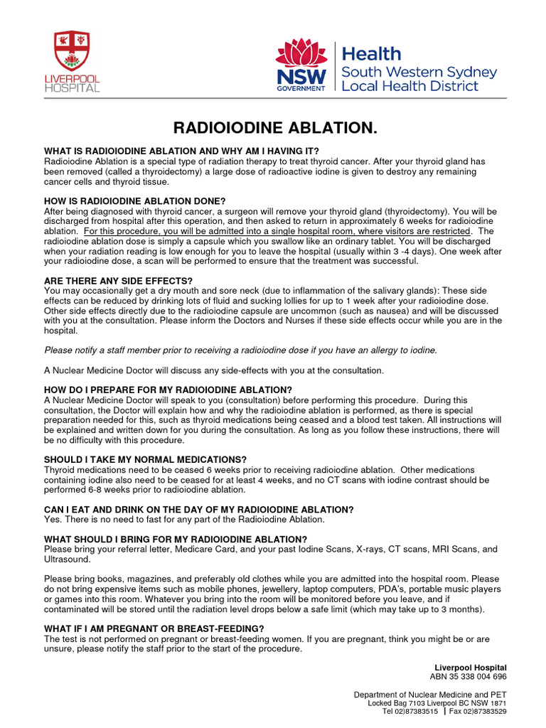 RAI patient instruction iodine | Download Free PDF | Clinical Medicine ...