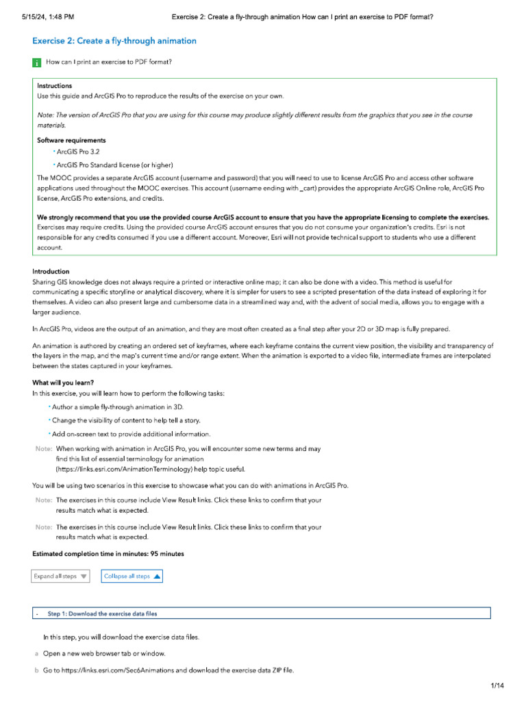 Exercise 2 - Create A Fly-Through Animation | PDF