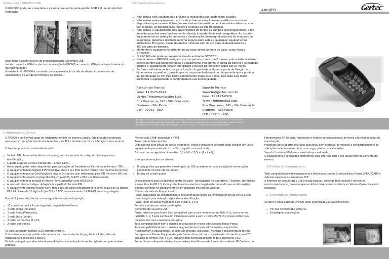 Manual do Pin Pad PPC900 | PDF | USB | Interface de usuário