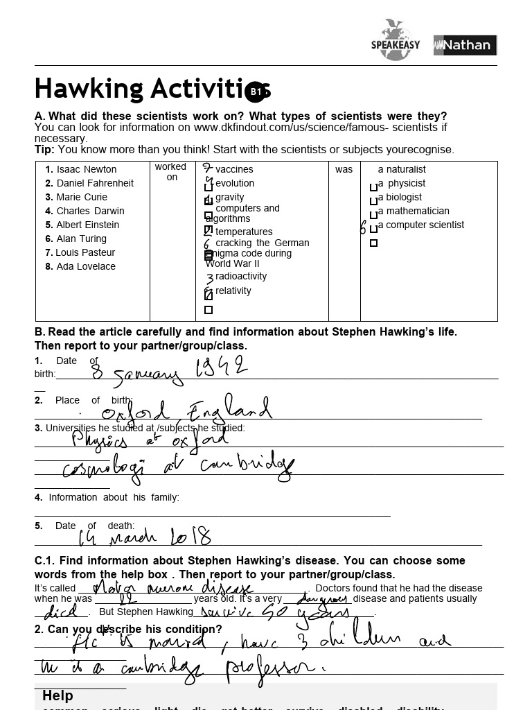 Modifié : Stephen Hawking, A Famous Scientist | PDF | Stephen Hawking ...