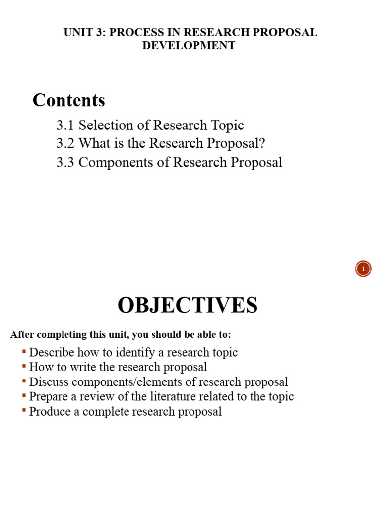 Unit 3 Process in Research Proposal Development | PDF | Methodology ...