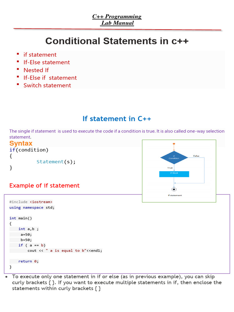 C++ Conditional Statements Guide | PDF | Namespace | C++