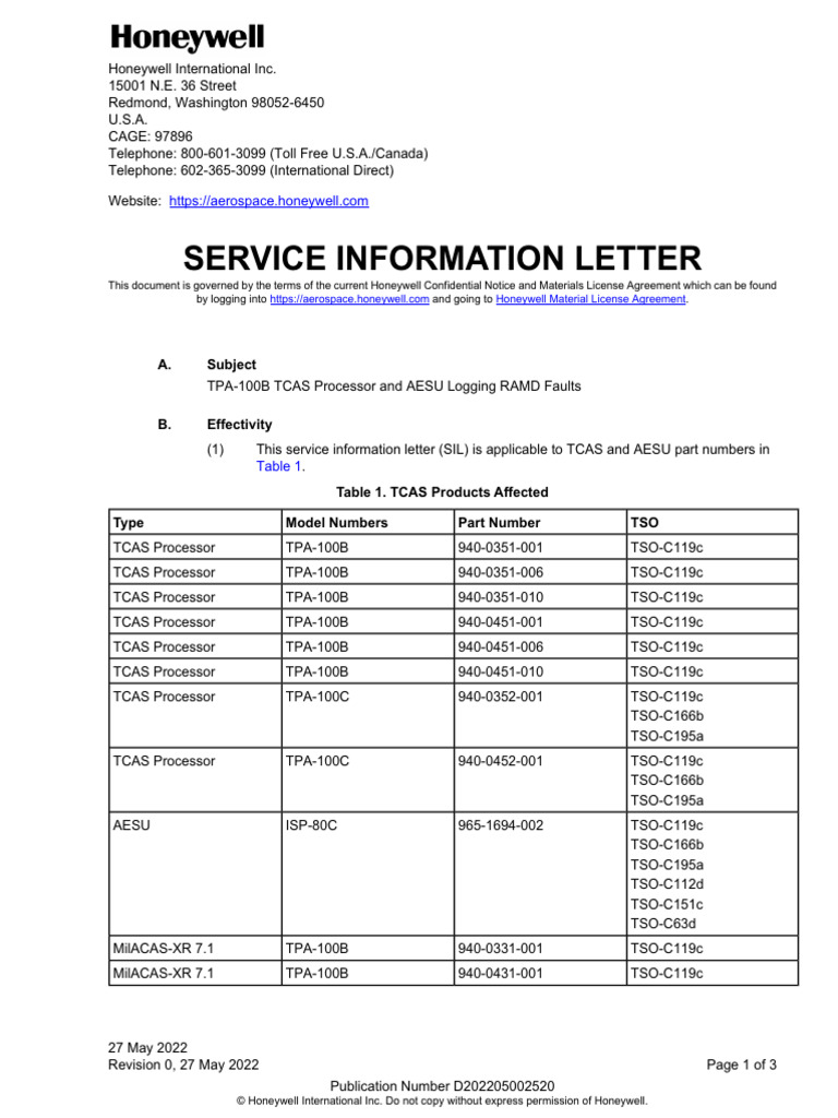 Service Information Letter: A. Subject | PDF | Computing