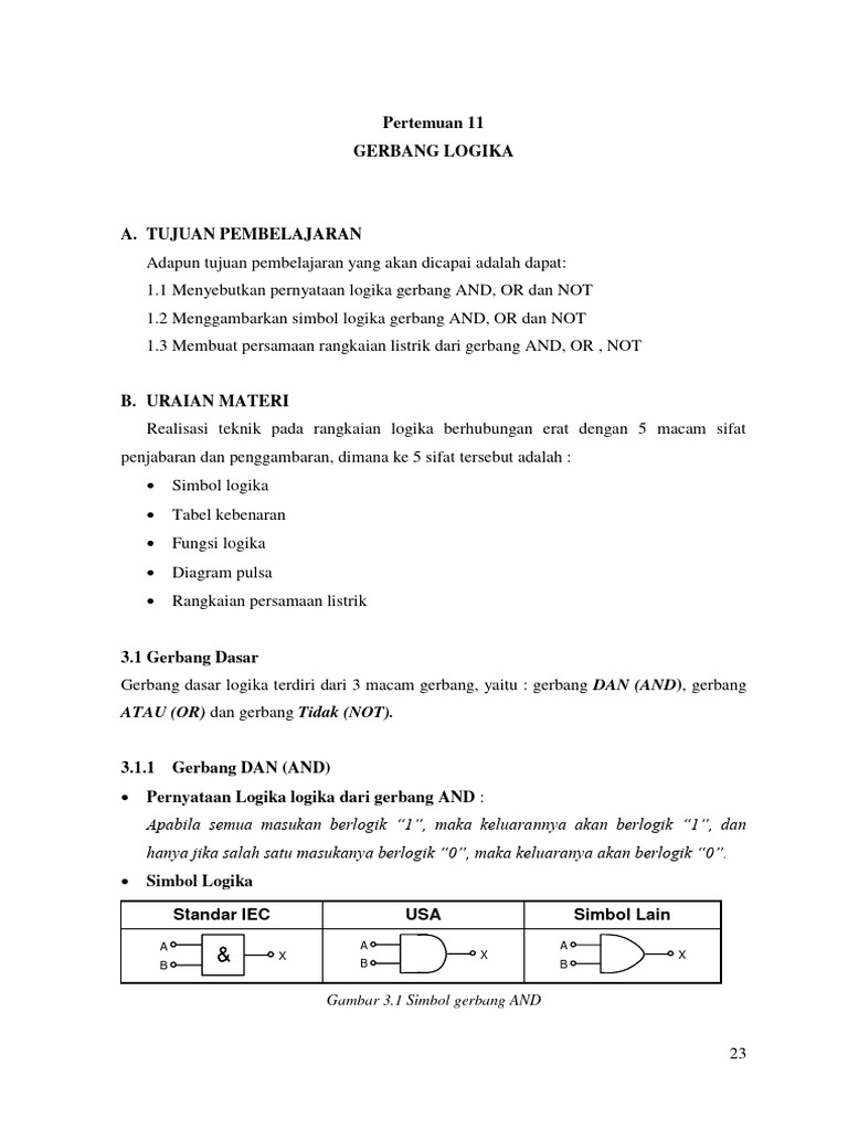Pertemuan 11 Gerbang Logika | PDF