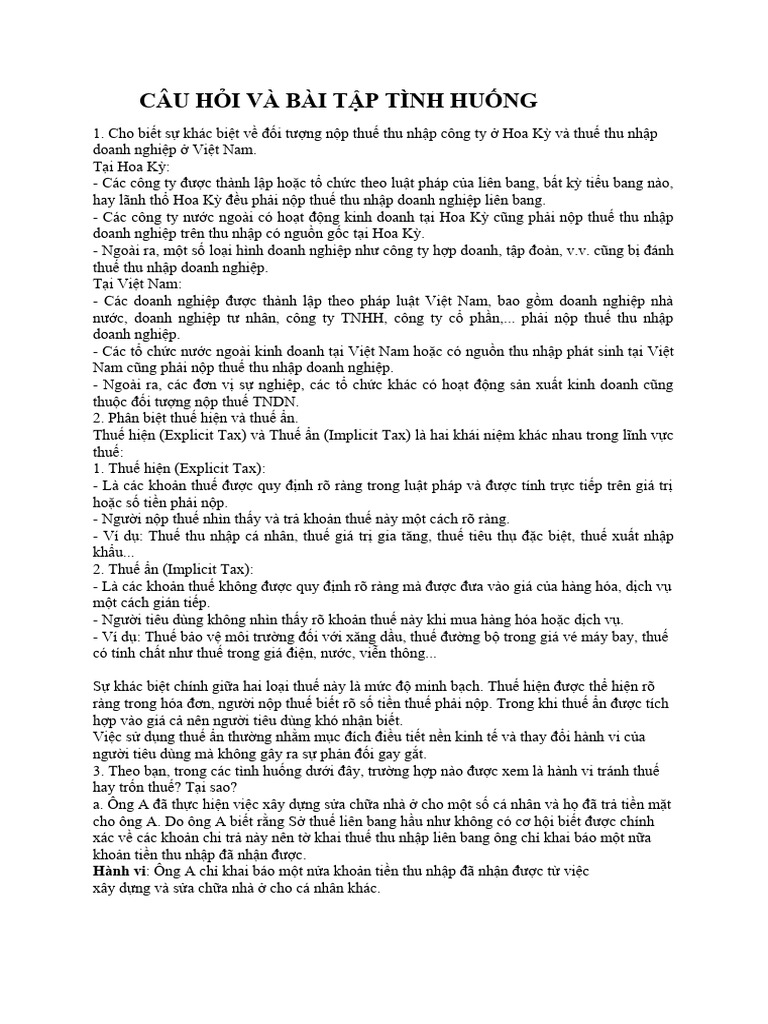 BT Hoạch ĐỊnh thuế C4 | PDF