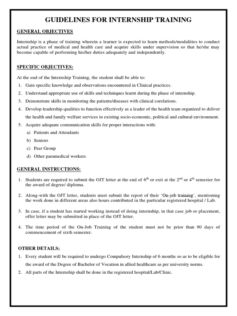 Project Internship Guideline | PDF | Internship | Job Hunting
