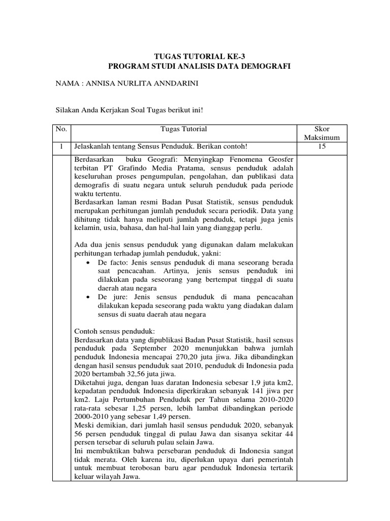 Tugas 3 Analisis Data Demografi ESPA4535 | PDF Tugas 3 Analisis Data Demografi ESPA4535 | PDF