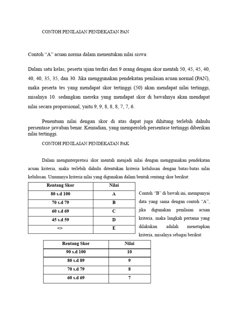Contoh Penilaian Pendekatan Pan Dan Pak | PDF