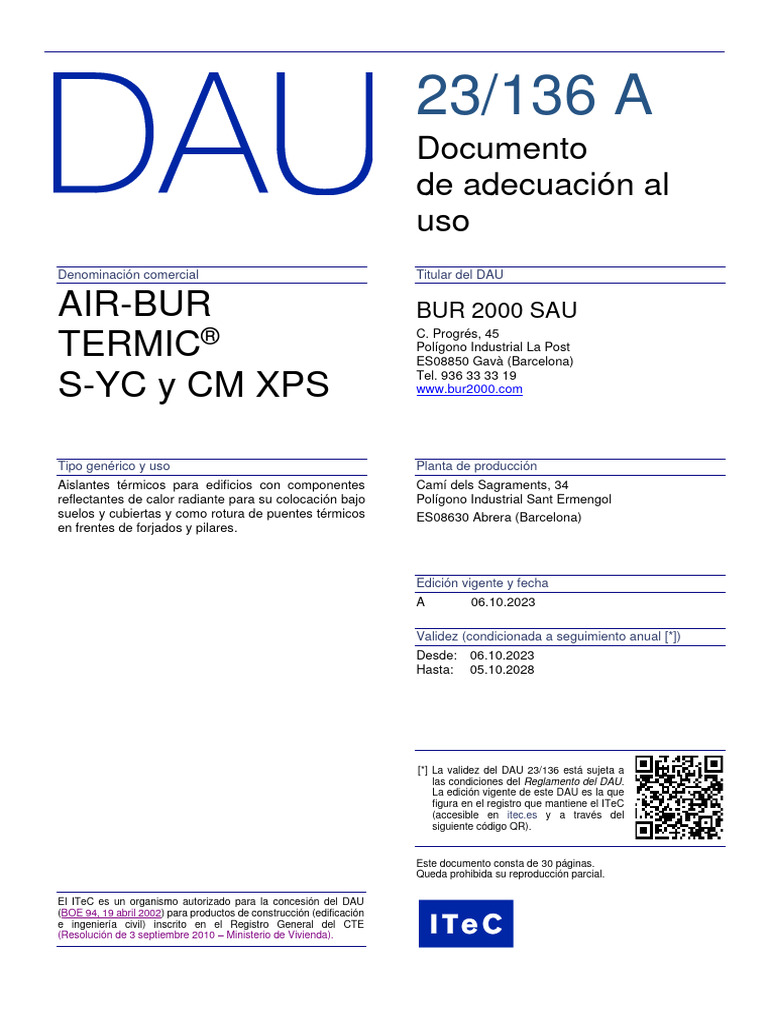 AIRBUR Dau 23 136 A1e | PDF | Poliestireno | Aislamiento térmico