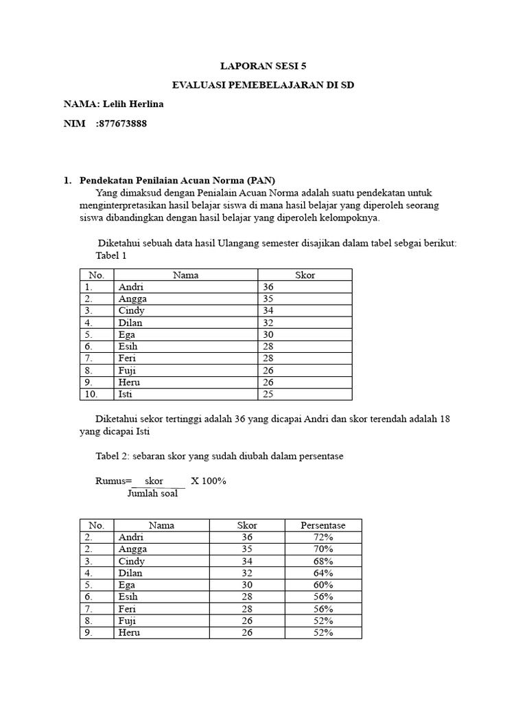 Evaluasi Pembelajaran di SD: PAN & PAK | PDF