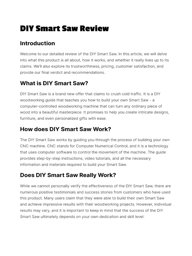 DIY Smart Saw Review | PDF | Woodworking | Do It Yourself