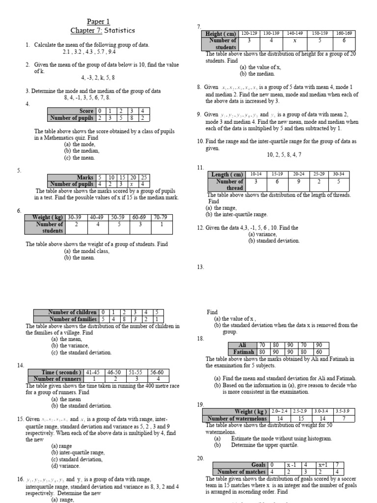 Form4 Chap7 | PDF | Mean | Mode (Statistics)